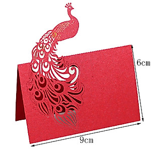YURASIKU 50 Pcs Laser Cutting Hollow Peacock Table Name Card Wedding Birthday Party Banquet Seat Name Setting Card