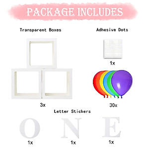 First Birthday Decorations for Boy Girls, ONE Balloon Boxes with Rainbow Balloons, ONE Blocks for Cartoon Watermelon Street Rainbow Theme Baby 1st Birthday Backdrop, Cake Smash Photo Props