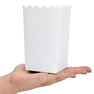 100 Pack White Popcorn Boxes for Party, Bulk Paper Treat Containers for Movie Night Decorations (3.3 x 5.5 x 3.5 in)