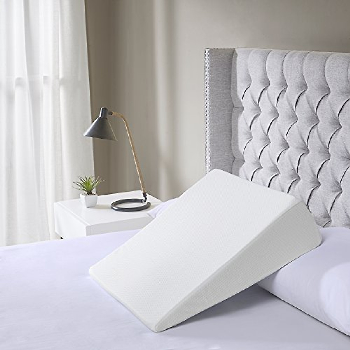 Sleep Philosophy Memory Foam Wedge Pillow White 22x24x7