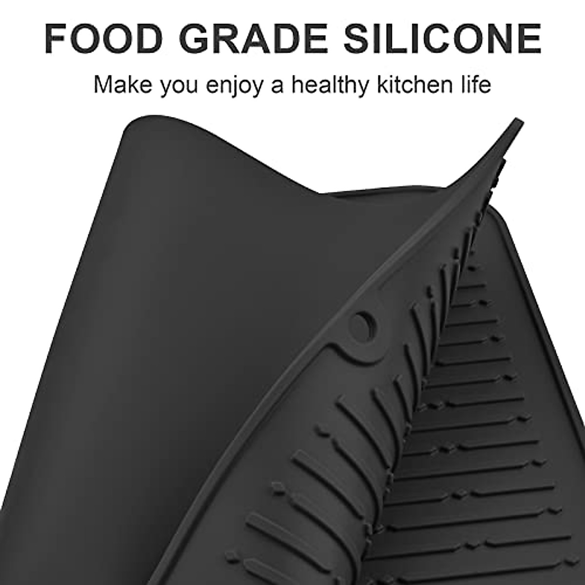 Dish Drying Mat for Kitchen, Slip Resistant Silicone Quick Dry Pad ,Heat Resistant Waterproof Dishwashing Rack,Kitchen Accessories (16" x 12")