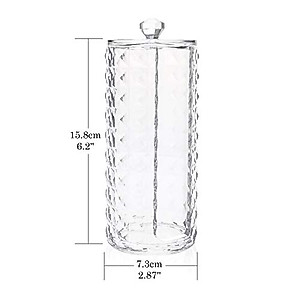 Acrylic Makeup Cotton Pad Holder, Luxspire Clear Diamond Pattern Cotton Pads Organizer dispenser Bathroom Jars for Round Cotton Display Stand Cosmetic Makeup Storage Box with Lid - Clear
