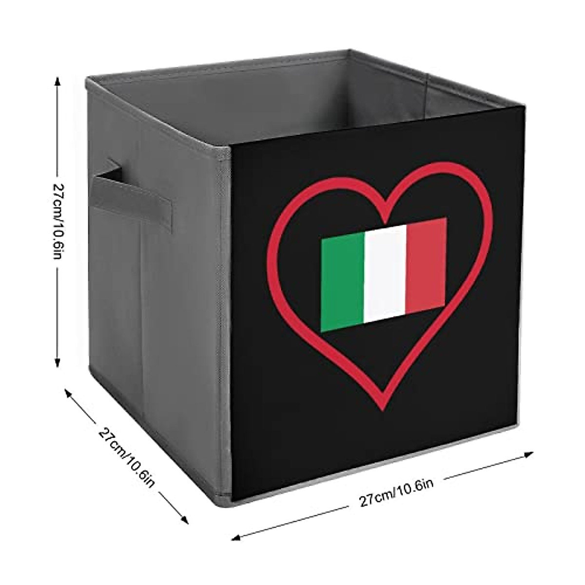 I Love Italian Red Heart Collapsible Storage Bins Basics Folding Fabric Storage Cubes Organizer Boxes with Handles