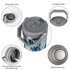 STVNKML 30 Oz Tumbler with Handle And Straw, Blue Butterfly Leakproof Stainless Steel Water Bottle for Hot & Cold Drinks 24 Hours, Car Cup Holder Friendly, Travel Mug for Home, Office, Gym