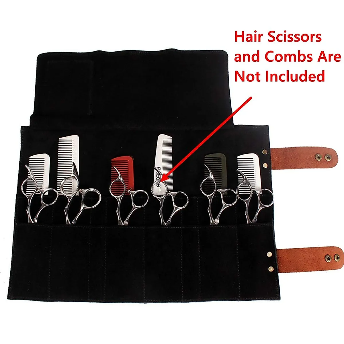 Purple Dragon Leather Roll Up Scissors Holder Pouch Cases Tool Bags for Salon Barber Hair Stylist (Black)