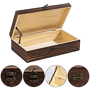 Dedoot Unfinished Wooden Box with Hinged Lid 9.7x5.5x2.7 Inch Rectangle Keepsake Box Clasp Wood Box, Storage Box for DIY Crafts, Home Deocration, Jewelry,Brown