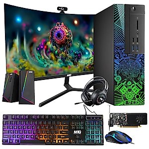Lumos 8 Gaming Desktop PC, Intel Core i5 6th Gen, GT 1030 2GB DDR5, 16GB RAM, 256GB SSD + 2TB HDD, MTG 24 Inch Curved Gaming Monitor, RGB Kit, Win 10 Pro (Renewed)