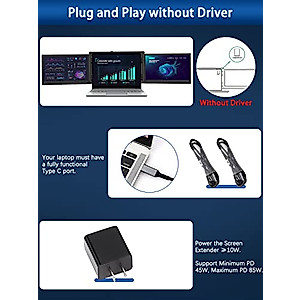ADWOLT Triple Portable Monitor for Laptop Screen Extender-12'' 1080P Full HD IPS Triple Screen Laptop Monitor,One Type-C Cable Connection,Work with 13.3''-16.5'' Laptop& Switch/Xbox (for Windows)