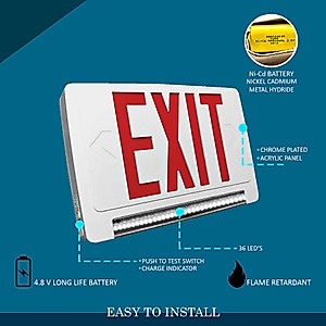 Ciata 2 Pack Ultra Bright Energy-efficient Lighted Exit Signs with Battery Backup, Indoor Led Emergency Exit Sign, Battery Powered Exit Sign, Exit Signs for Business, Led Adjustable Light Pipe Combo