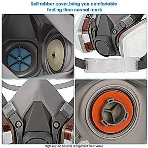 [Half mask respirator] Reusable Half Face Cover 6200 spray mask for spraying Painting.Chemical Machine Polishing.Welding. Woodworking and Other Work Protection (7 in 1 )Medium