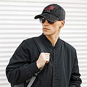 Geyoga 4 Pieces USA Flag Hat American Flag Baseball Cap USA Tactical Hat Washed Distressed Hats for Men Women Teens Multicoloured