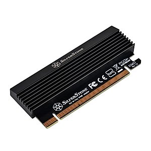 SilverStone Technology Slim M.2 M Key PCIe NVMe Adapter to PCIe X4 with Integrated Heatsink ECM23