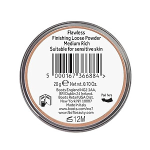 No7 Flawless Finish Loose Powder - Medium Rich - Loose Finishing Powder - Makeup Setting Powder with Matte Finish for All Skin Tones - All Skin Types Including Oily Skin