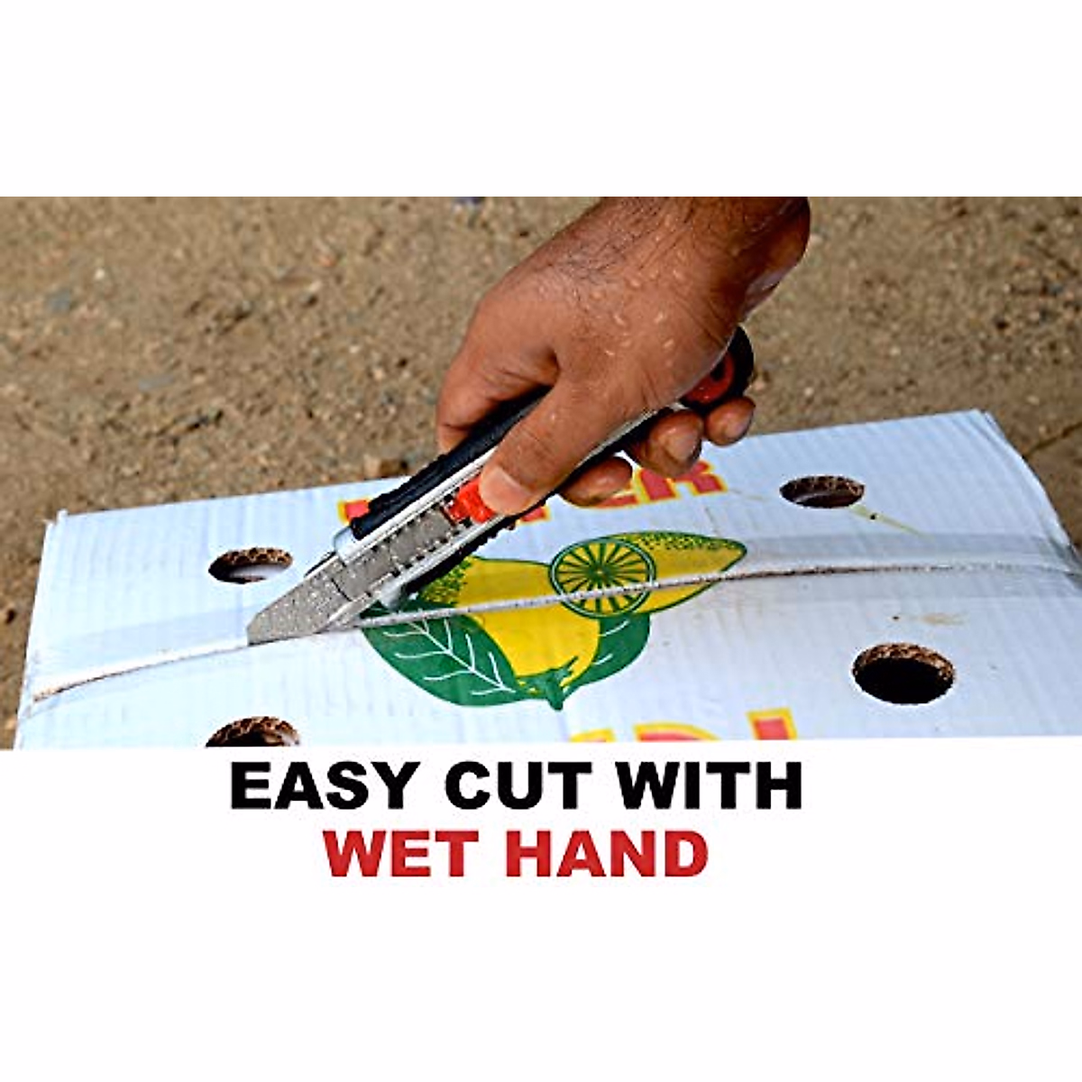 Kutir Retractable Box Cutter Utility Knife - Easy Self Loading Zinc-Alloy Heavy Duty Carpet, Rope, Cardboard Comfortable Handle Knive, 4 Sharp Rust Proof Razor Snap-Off Blades Set - Metal Safety Lock