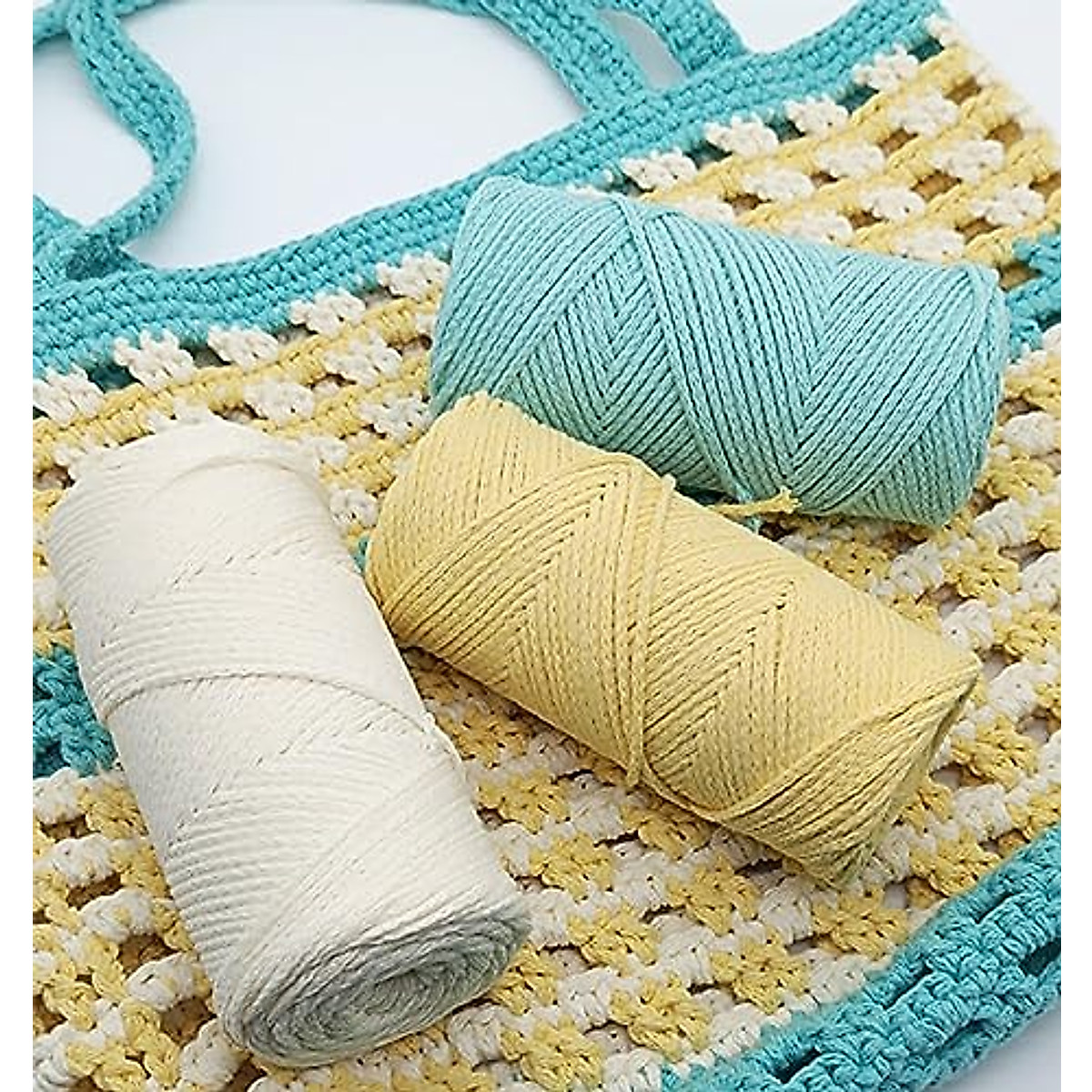 200G 3mm Hollow Braided Polyester Cotton Rope, Lightweight Comfortable Knitting Silk Thread, Colored Crochet Knit Yarn for DIY Handmade Craft Projects