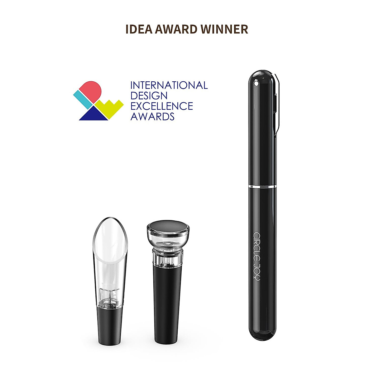 CIRCLE JOY Air Pump Wine Bottle Opener Set, Efficient Cork Remover With Foil Knife, Wine Pourer, Vacuum Stopper, Portable Mini Corkscrew Wine Opener for Home Travel Outdoor, Present for Wine Lovers