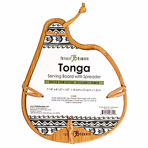Totally Bamboo Tonga Serving Board and Spreader Set, 7-1/2" x 8-1/2"
