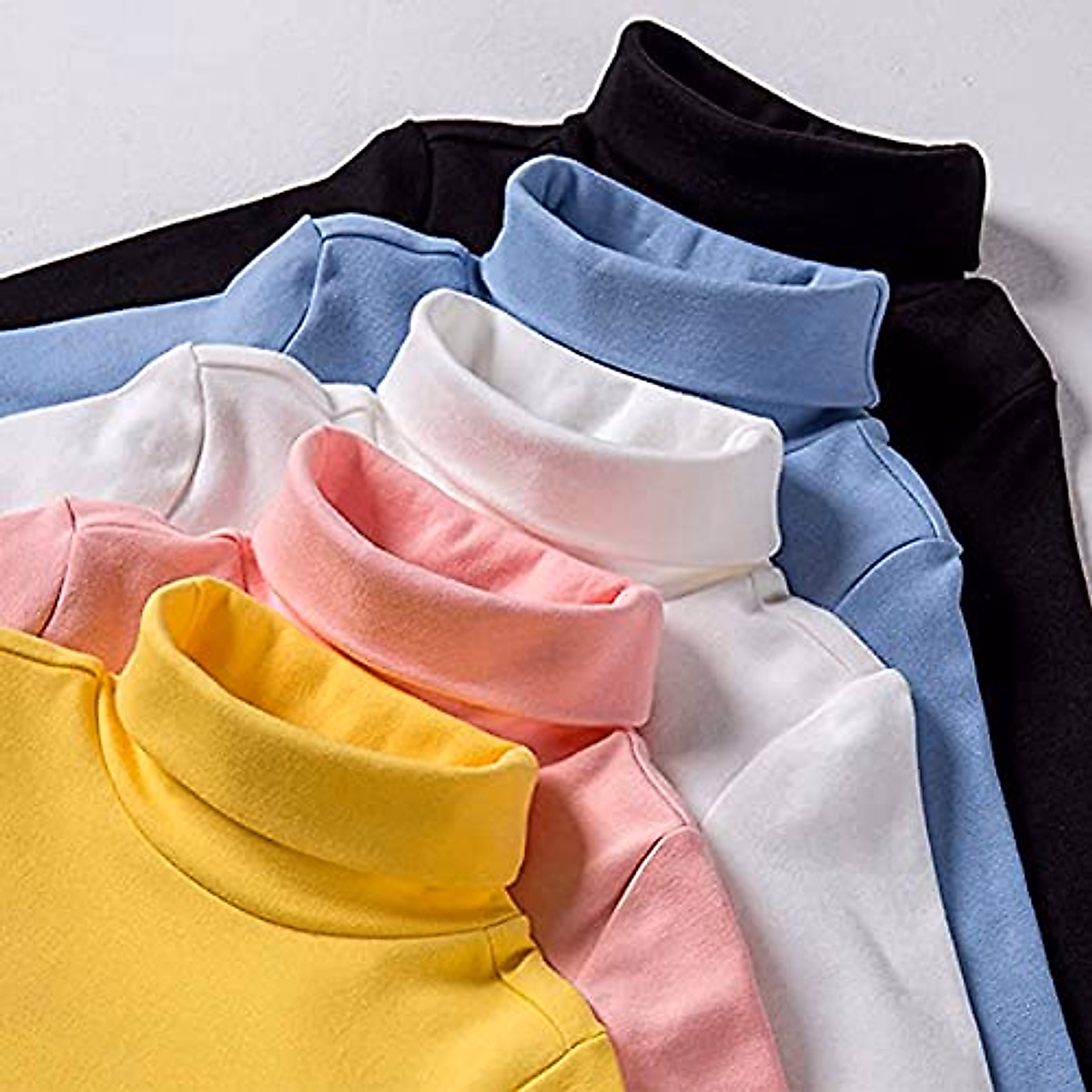 HAXICO Unisex Girls Boys Long Sleeve Crewneck T-Shirt Tee Toddler Turtleneck Cotton Basic Warm Tops Shirts 2-8 Years White