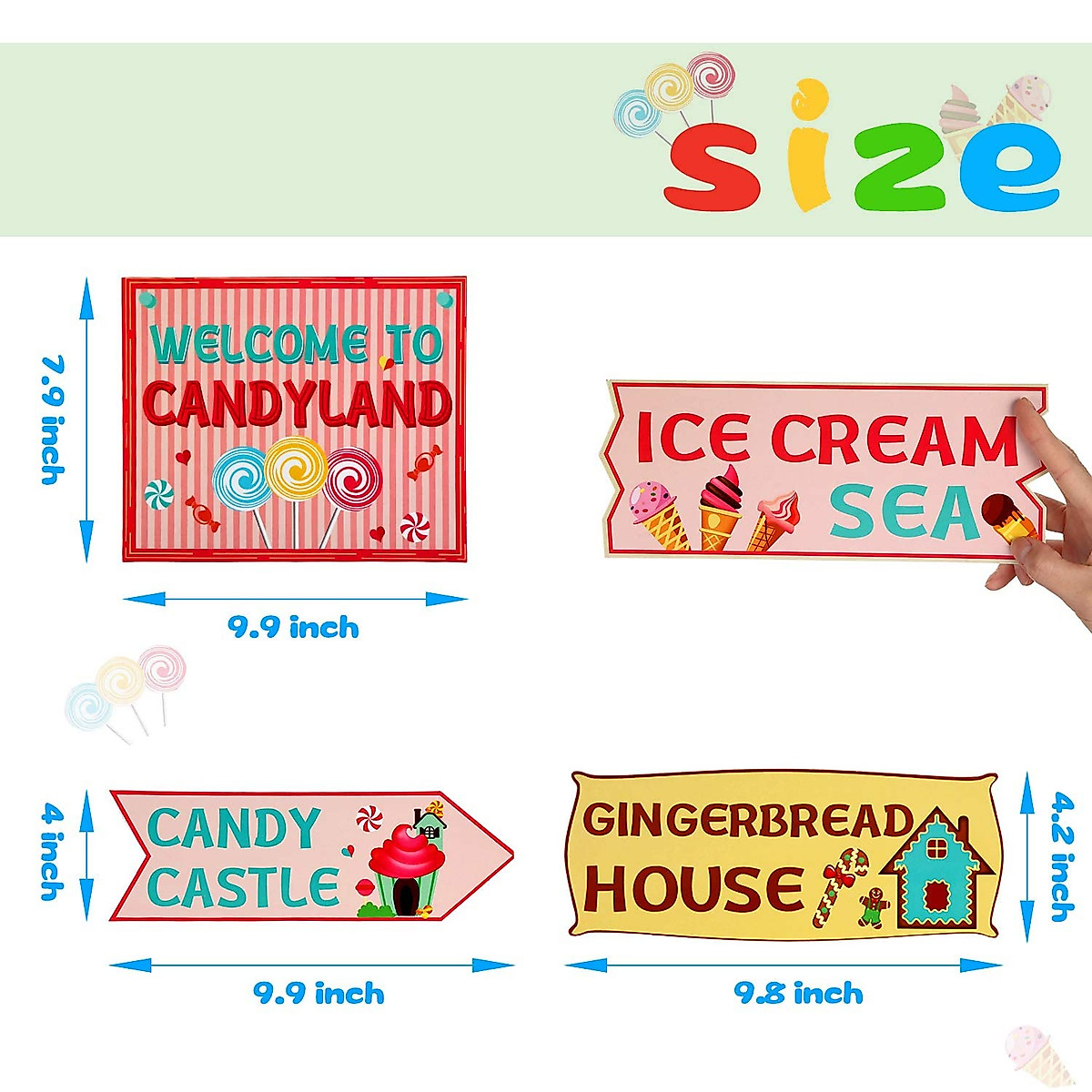 Gejoy 20 Pieces Candyland Party Decorations Candyland Trunk or Treat Car Decorations Kit Candyland Backdrop Signs for Halloween Christmas Party Decor (Cardstock)