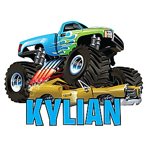 Kids Name Wall Decor - Monster Truck Decal - Custom Name Wall Decals - Boys Room Decor- Personalized Monster Truck Wall Art