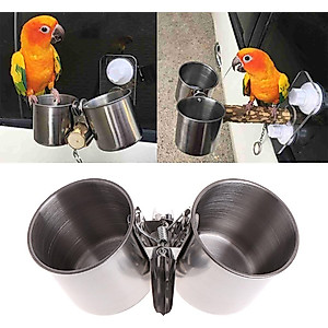 Parrot Feeding Cups Hanging Pet Animal Stainless Steel Birdcage Bowls Bird Bowls for Cage Parakeet Bird Cage Accessories Suitable Small and Medium Bird Pet Supplies