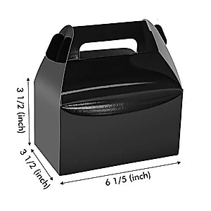 ONE MORE 25-Pack Gable Candy Treat Boxes,Small Black Goodie Gift Boxes for Halloween and Birthday Party Favors Box 6.2 x 3.5 x 3.5 inch
