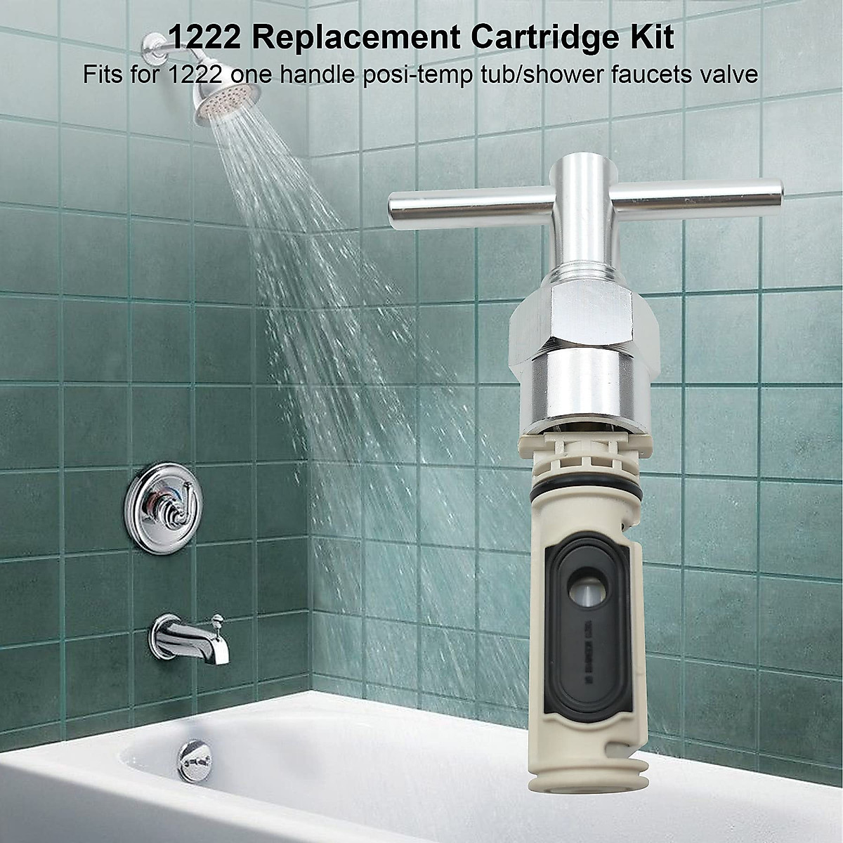 1222 Replacement Cartridge and Puller, Faucet Shower Valve Cartridge and Removal Tool Pack for One-handle Posi Temp Faucet Cartridge, Bathtub Cartridge Replacement Plastic and Brass Faucet Repair Tool