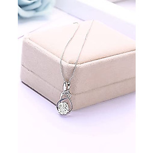 HXZZ Fine Jewelry Birthstone Gifts for Women Natural Gemstone White Crystal Sterling Silver Pendant Necklace Anniversary Birthday Gift for Wife Mom Her Girls