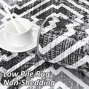 IMINROME Machine Washable 9x12 Area Rug Modern Large Rug Grey Modern Geometric Bedroom Living Room Throw Rug Non-Slip Distressed Dining Room Nursery Mat Non-Shedding Floor Accent Carpet