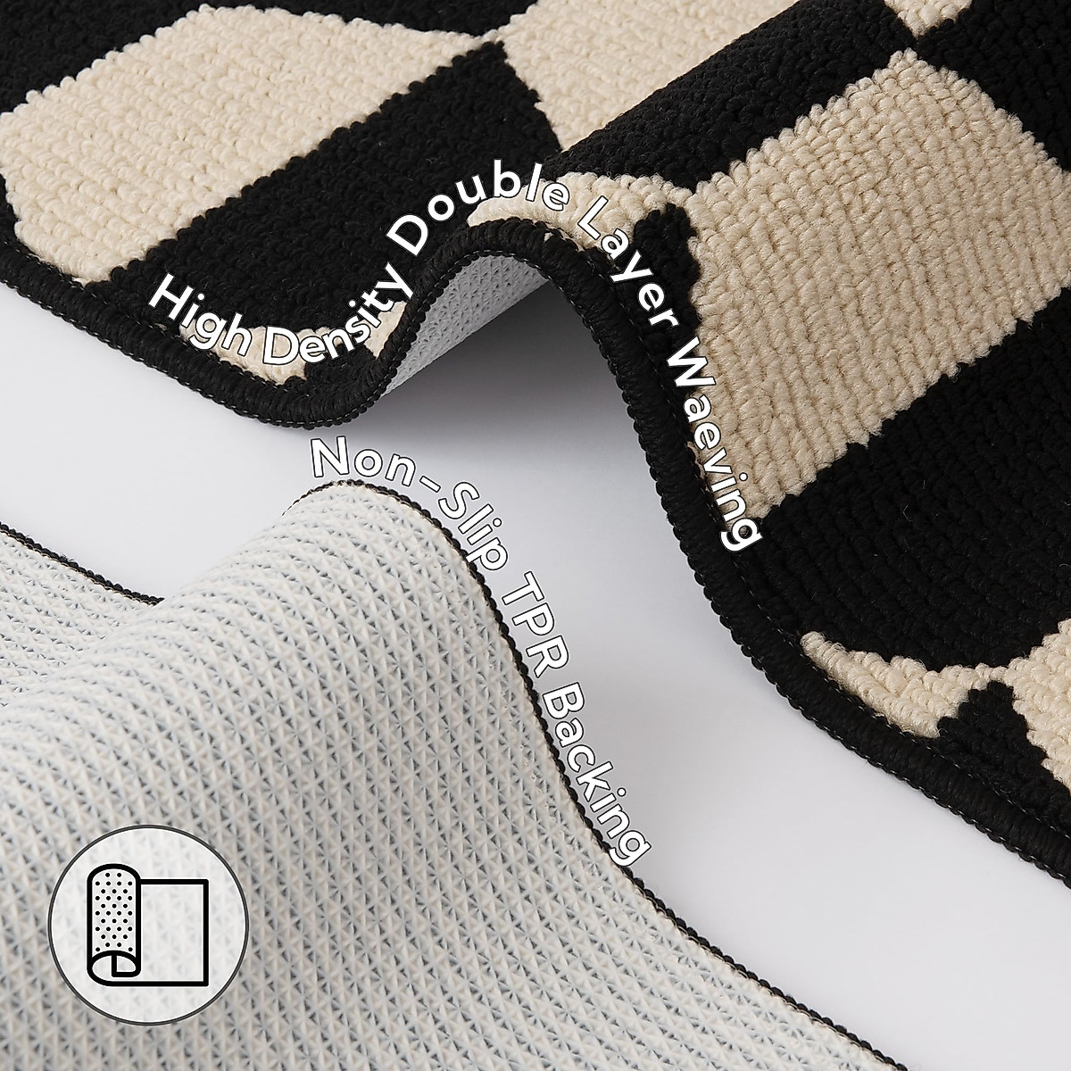 GRANNY SAYS Kitchen Mats for Floor, Kitchen Rugs Non Slip Washable, Runner Rugs for Kitchen Floor, 47" x 17.7", Stain Resistant Comfort Standing Mat Made of 100% Polypropylene, Black