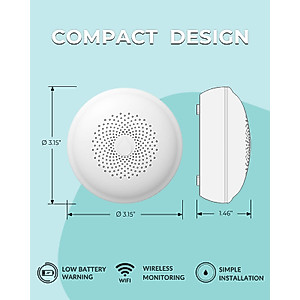 Ecoey Water Leak Detector (2.4G) , Water Sensor Alarm, Smart WiFi, Low Battery Warning, APP Alerts, Continuous Monitoring for Basement, Home,Battery Operated, 1 Pack