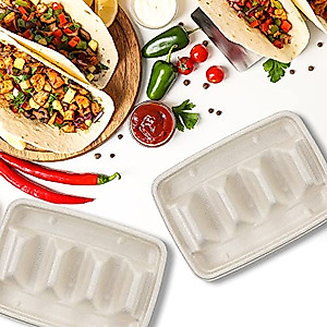 MT Products Disposable Taco Plate/Holder with 3 Compartments Made of Pulp Fiber Material Keeps Your Tacos Upright (15 Pieces)