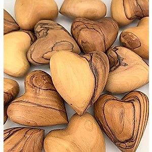 Handmade Wooden Hearts, Set of Two Olive Wood Carved Hearts from the Holy Land, Carved Wood Hearts for gifts Anniversary Valentine Gift, Loss Love, Wooden Hearts for Wedding, Wood Heart Décor