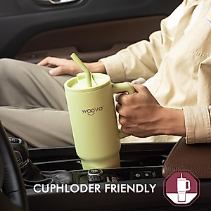 WOOVO 30 oz Tumbler with Lid and Straw, Insulated Water Bottle with Handle for Adults, BPA Free Travel Mug Reusable Double Wall Stainless Steel Cup Stay Cold Hot, Black