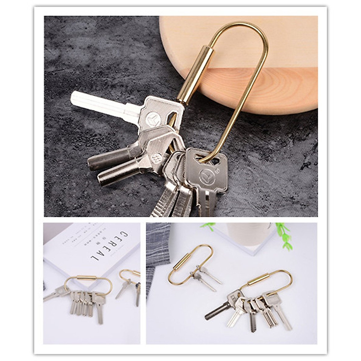 KUNSON Creative Design Brass Screw Lock Key Chain Ring, Beautiful Simple EDC Keychain Hanging Ring Practical Handicrafts
