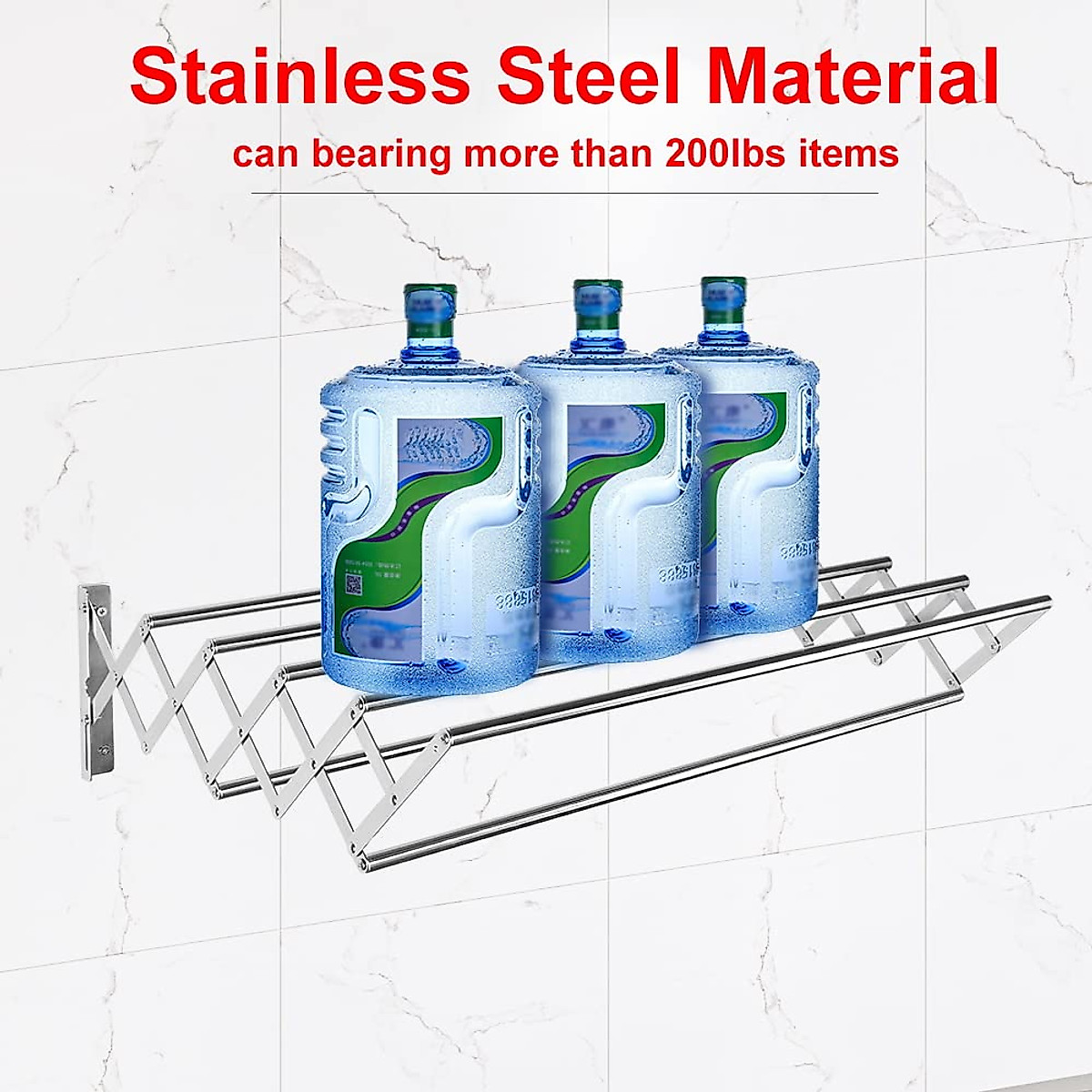 LANDBEAUTY Wall Mounted Laundry Clothes Drying Rack Clothing Heavy Duty Retractable Accordion Wall Hanger Collapsible Hanging Towel Holder for Laundry Room Bathroom(Extra Large 31.5",7-One-piece Rods)