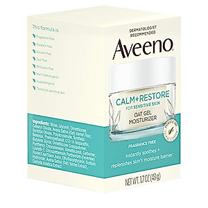 Aveeno Calm + Restore Triple Oat Hydrating Face Serum for Sensitive Skin, Gentle and Lightweight Facial Serum to Smooth and Fortify Skin, Hypoallergenic, Fragrance- and Paraben-Free, 1 fl. Oz