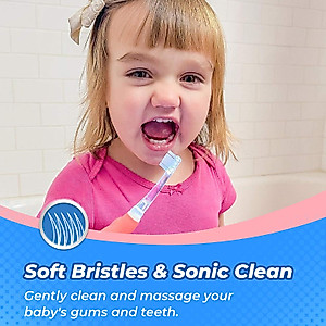 Papablic Dino Toddler Sonic Electric Toothbrush with Covers for Babies and Toddlers Ages 1-3 Years, Debby Bundle with Gina