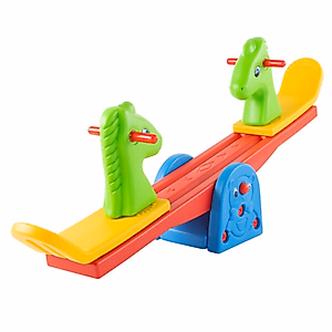 Hey! Play! Seesaw – Teeter Totter Backyard or Playroom Equipment with Easy-Grip Handles for Toddlers and Children – Indoor or Outdoor Rocker Toy