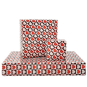 Father's Day Wrapping Paper,6 Folded Sheets Red Heart Plaid Love Heart Gift Wrapping Paper Wife Mother Couple Female Girl Gift Wrap Paper Wedding Anniversary Birthday Valentine's Day,20 x 28 inches