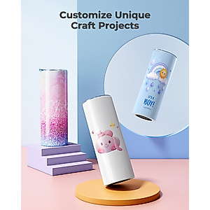 Hiipoo 12 Pack Sublimation Tumblers Blank 20 oz Straight Skinny with Sublimation Papers, Lids and Straws, Shrink Wrap Films, Stainless Steel Double Wall Insulated Tumbler for Mug Press Machine