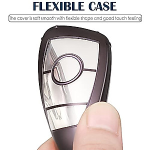 Lcyam Key Fob Cover Smooth Durable Remote Case Fits for Mercedes-Benz A220 E63S AMG E-Class GLE 350 4MATIC E300 E400 E43 W213 Smart Key 2019 2020 2021, Black