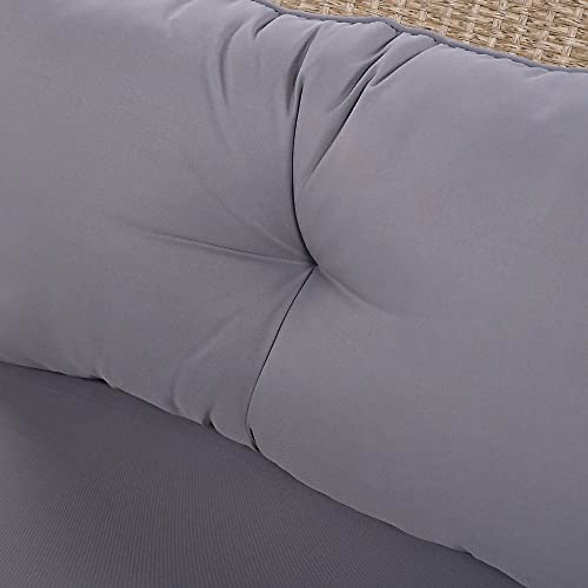 XD Designs 6-Persons Outdoor Half Round Patio Rattan Sectional Sofa Set, All Weather PE Wicker Free Combination Conversation Sofa Set with Thick Cushions and Coffee Table for Garden Yard (Brown+Gray)