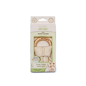MITTEEZ Wood Baby Organic Wooden Teether with Absorbent Cloth (Natural)