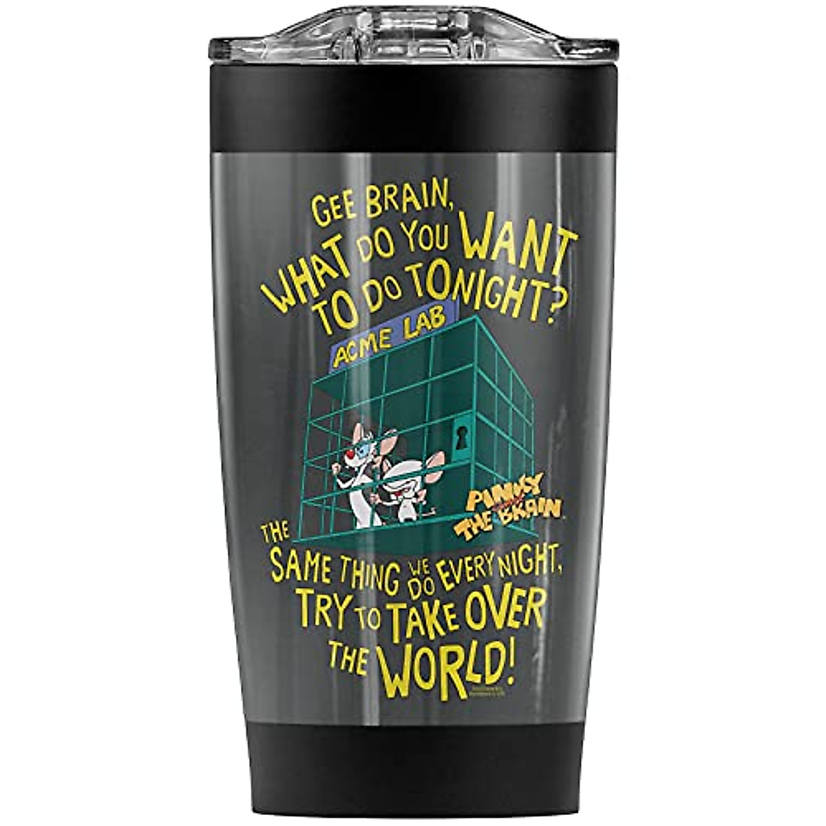 Logovision Pinky and the Brain The World Stainless Steel Tumbler 20 oz Coffee Travel Mug/Cup, Vacuum Insulated & Double Wall with Leakproof Sliding Lid | Great for Hot Drinks and Cold Beverages