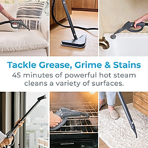 Pure Enrichment PureClean Steam Cleaner with 17 Accessories, Multi-Purpose Household Rolling Steamer for Chemical-Free Deep Cleaning of Floors, Upholstery, Windows, Grout, Grills, Cars, and More