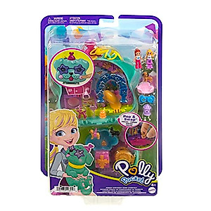 Polly Pocket Compact Playset, Doggy Birthday Bash with 2 Micro Dolls & Accessories, Travel Toy with Surprise Reveals
