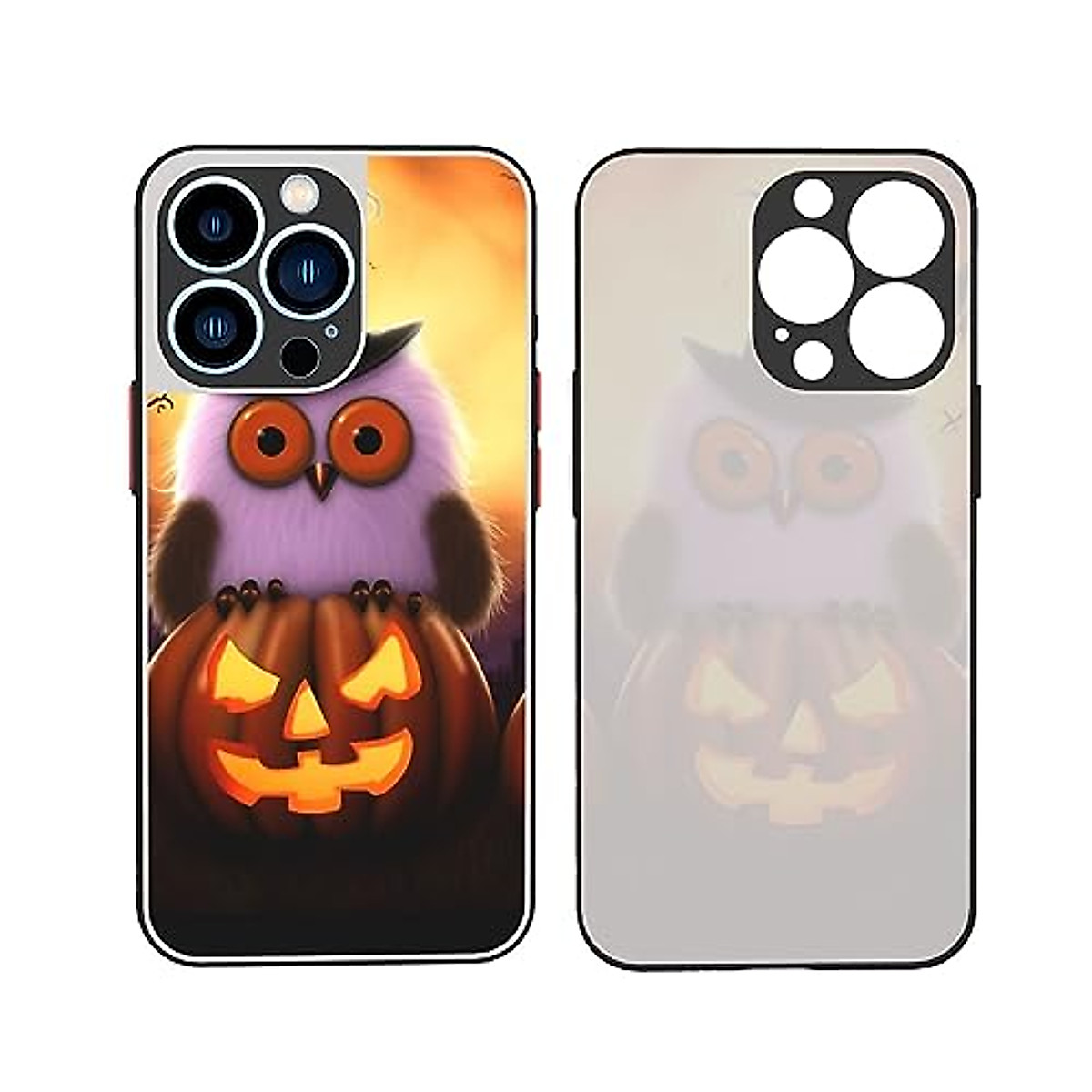 EMPYRI Cute Halloween Ghost Pumpkin Owl Printed Frosted Phone Case for iPhone 13 Pro Max-6.7 Inch, Shockproof Phone Cover with Wireless Fast Charging, Acrylic Back, Not Yellowing