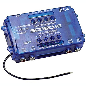 SCOSCHE SLC4 Car Stereo Speaker 4-Channel Audio Lineout Converter/OEM Amplifier Adapter with Adjustable Level Controls