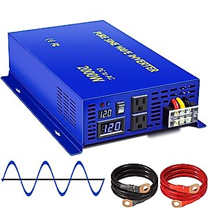 XYZ INVT 2000 watt Pure Sine Wave Power Inverter 2000W DC 12V to 110V 120V AC (Peak 4000W) Dual US Outlets, for RV, Home Use, Solar System